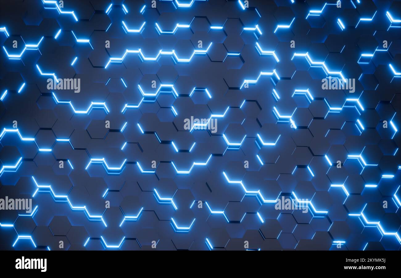 Glowing hexagonal background pattern, 3d rendering. Digital drawing Stock Photo - Alamy
