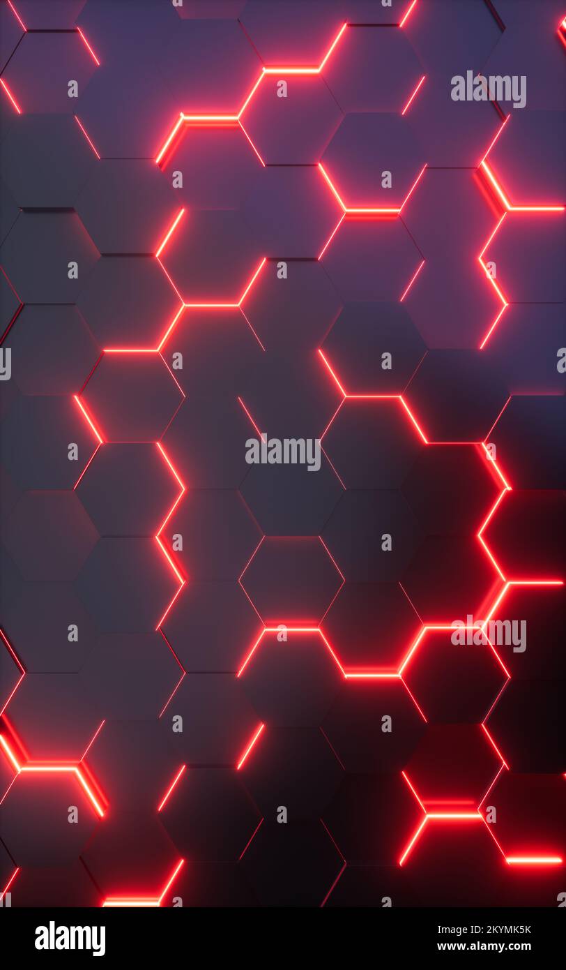 Glowing hexagonal background pattern, 3d rendering. Digital drawing ...