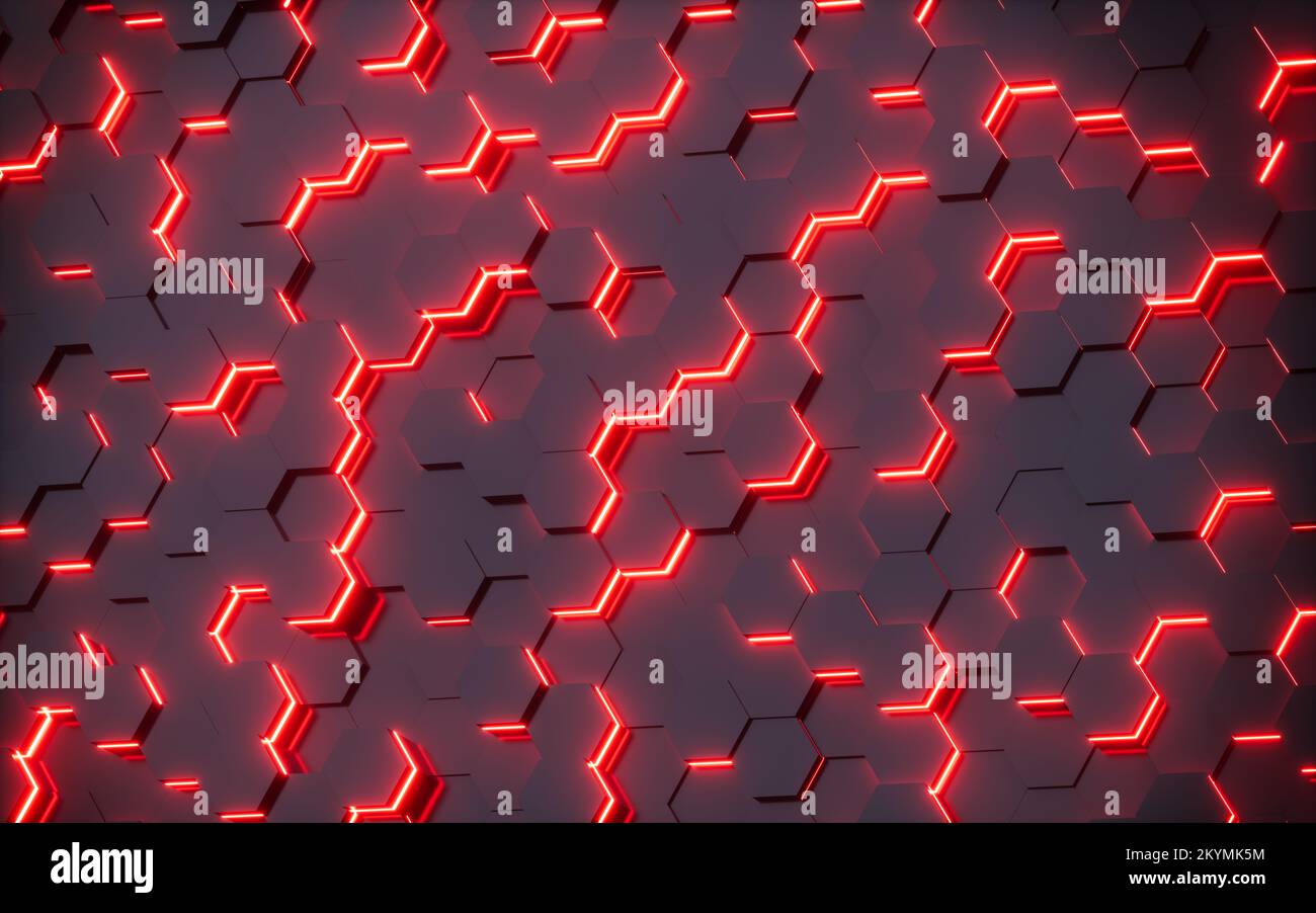 Glowing hexagonal background pattern, 3d rendering. Digital drawing Stock Photo - Alamy