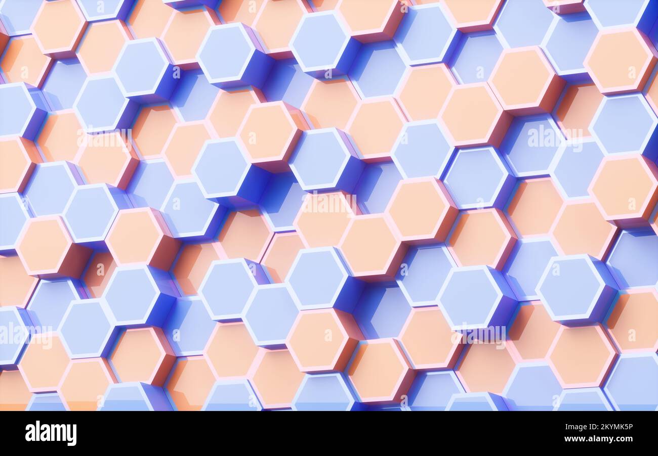 Abstract hexagonal background pattern, 3d rendering. Digital drawing ...