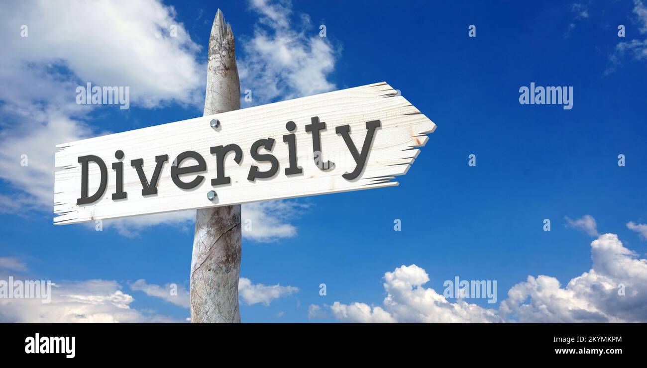 Diversity - wooden signpost with one arrow Stock Photo - Alamy