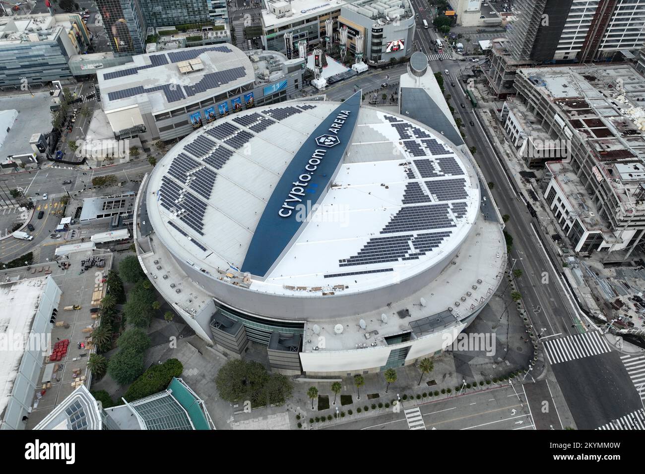 A general overall aerial view of the Crypto.com Arena, Wednesday, Dec ...