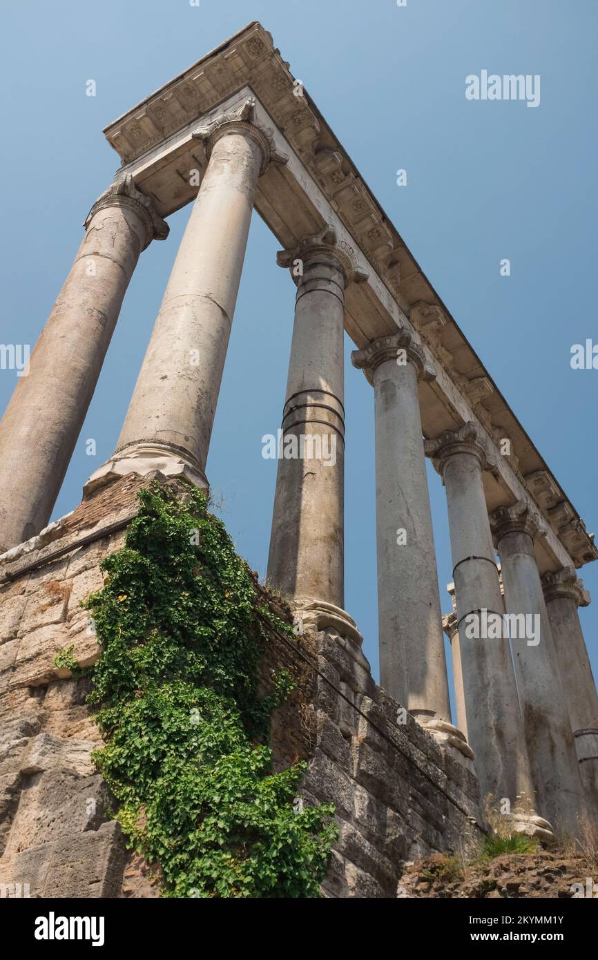 Rome, Italy - Temple of Saturn columns at the Roman Forum. Heart of ...