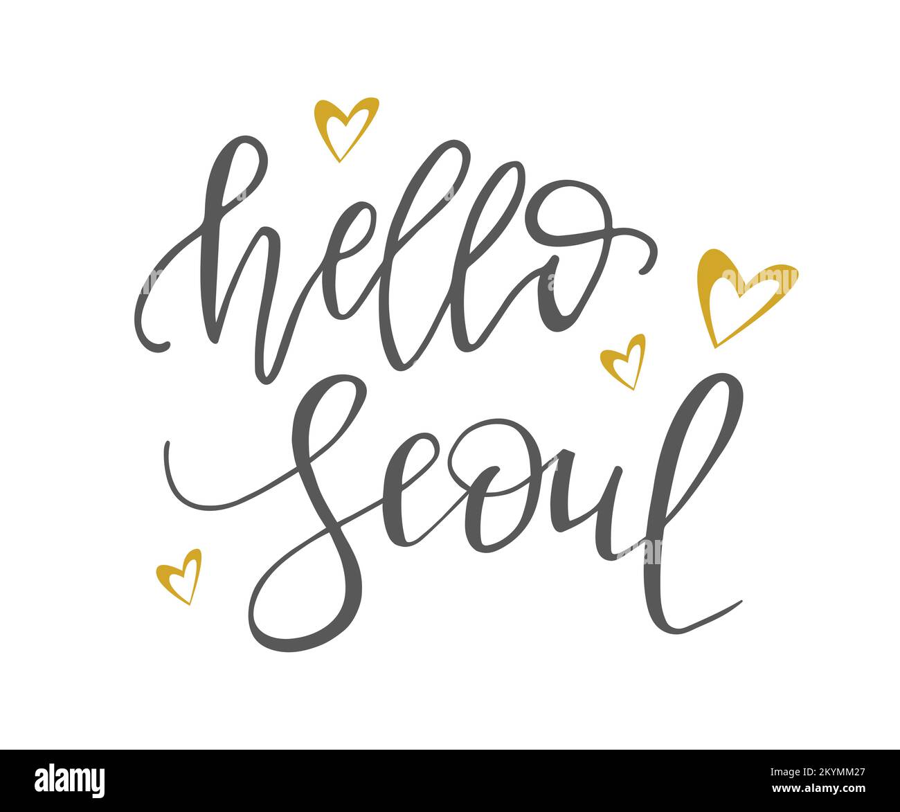 Hello Seoul text. Calligraphy, lettering design. Typography for ...