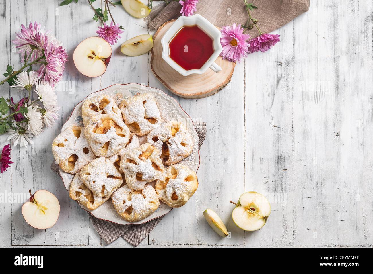 Homemade Sweet Puff Pastry Envelope Shape Buns Filled with Apple Jam ...