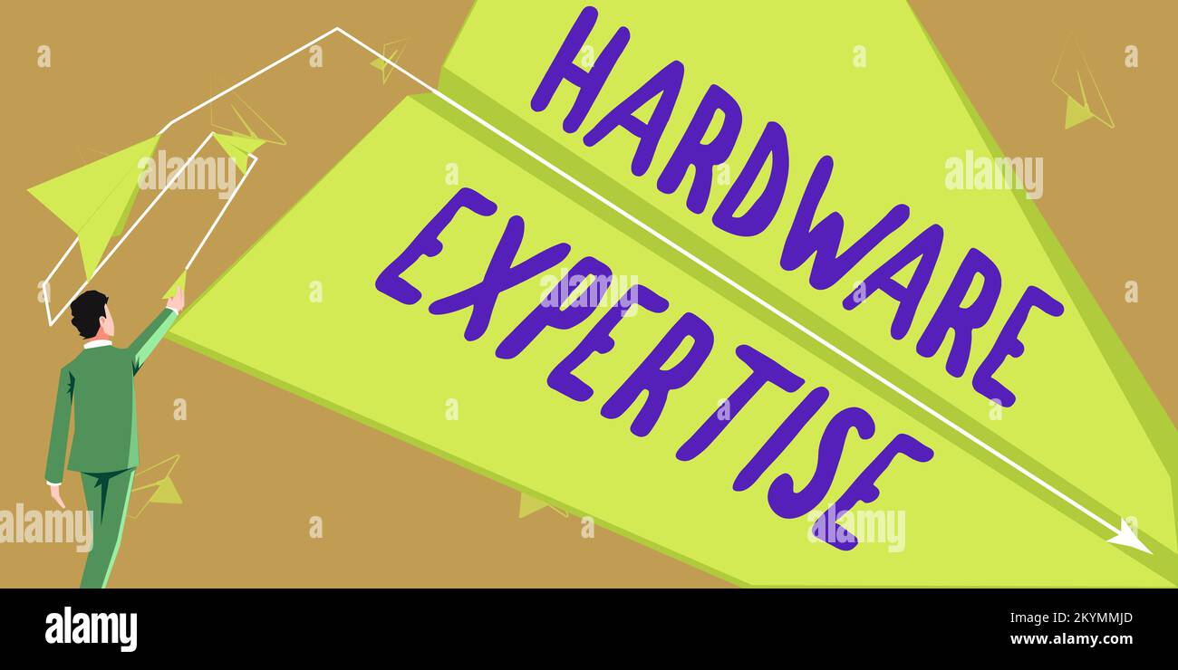 Sign displaying Hardware Expertise. Business overview machines and ...