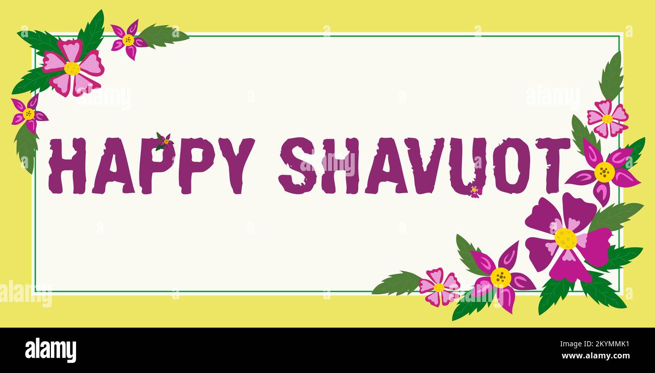Text sign showing Happy Shavuot. Internet Concept Jewish holiday ...