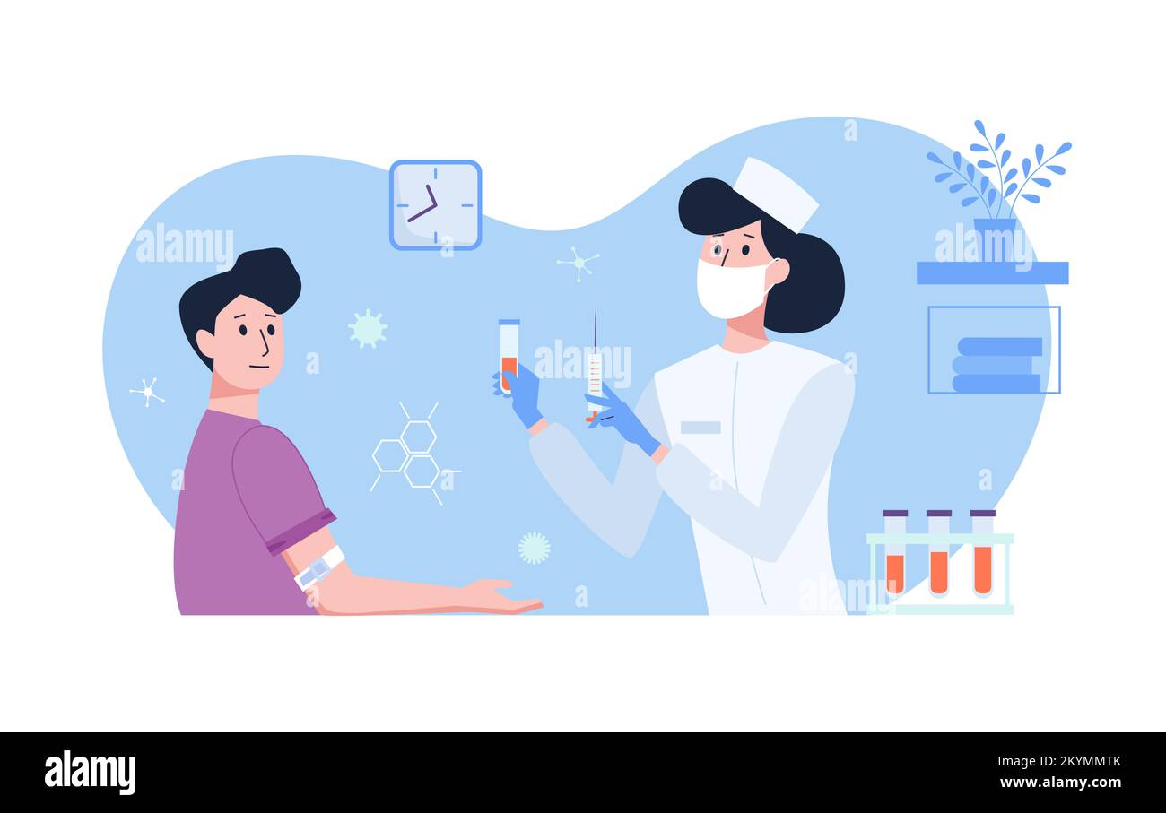 Female doctor in white medical uniform takes blood tests from a patient ...