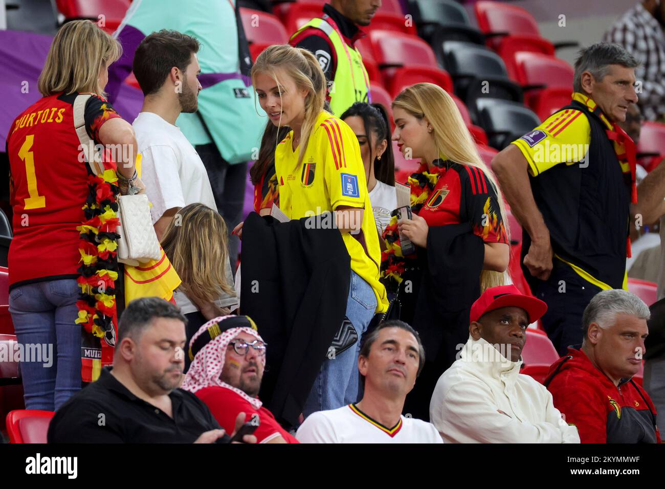 Doha, Qatar, 01/12/2022, Courtois' mother Gitte and Courtois' fiancee ...