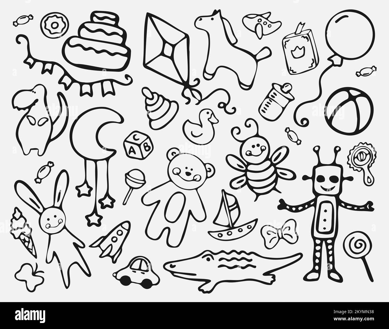 Cartoon children toys outline hi-res stock photography and images - Alamy
