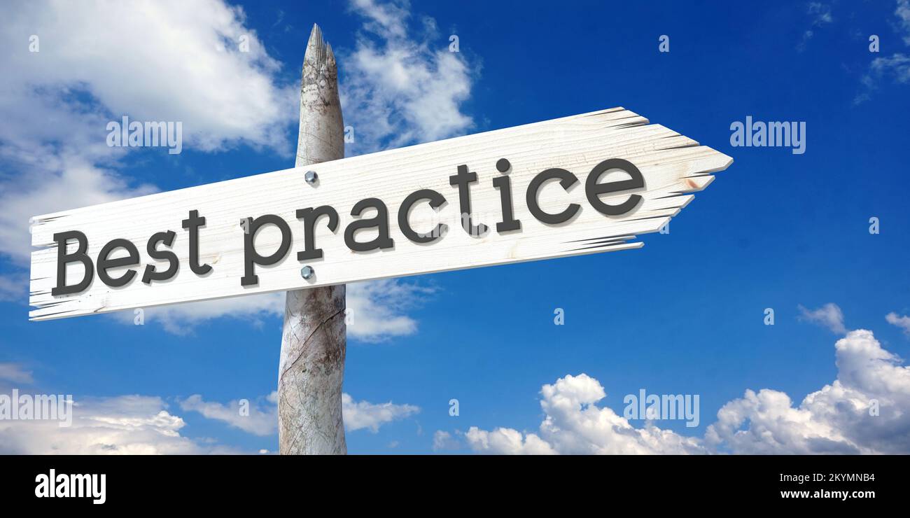 Best practice - wooden signpost with one arrow Stock Photo - Alamy
