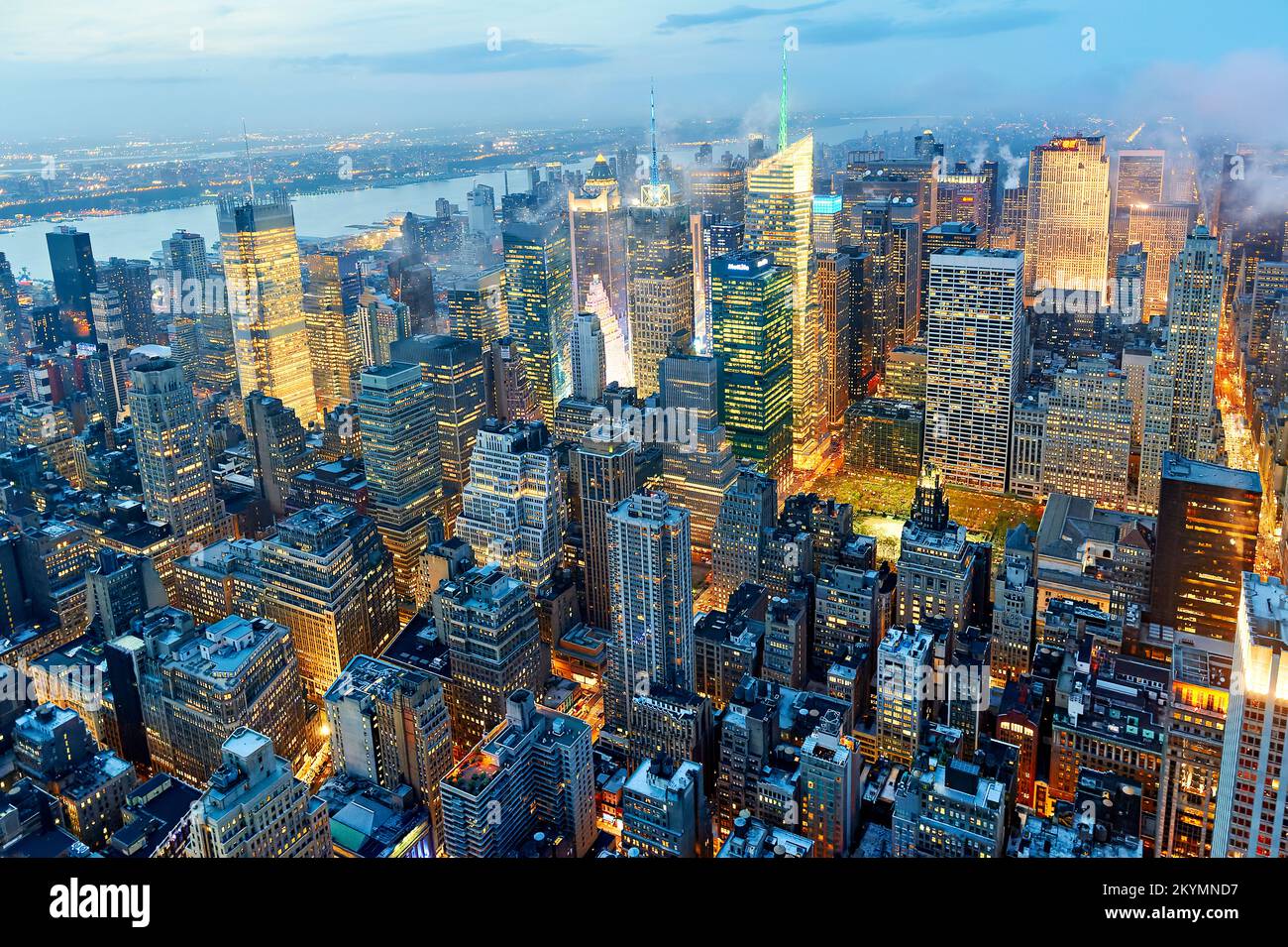 Aerial photography new york city night hi-res stock photography and ...