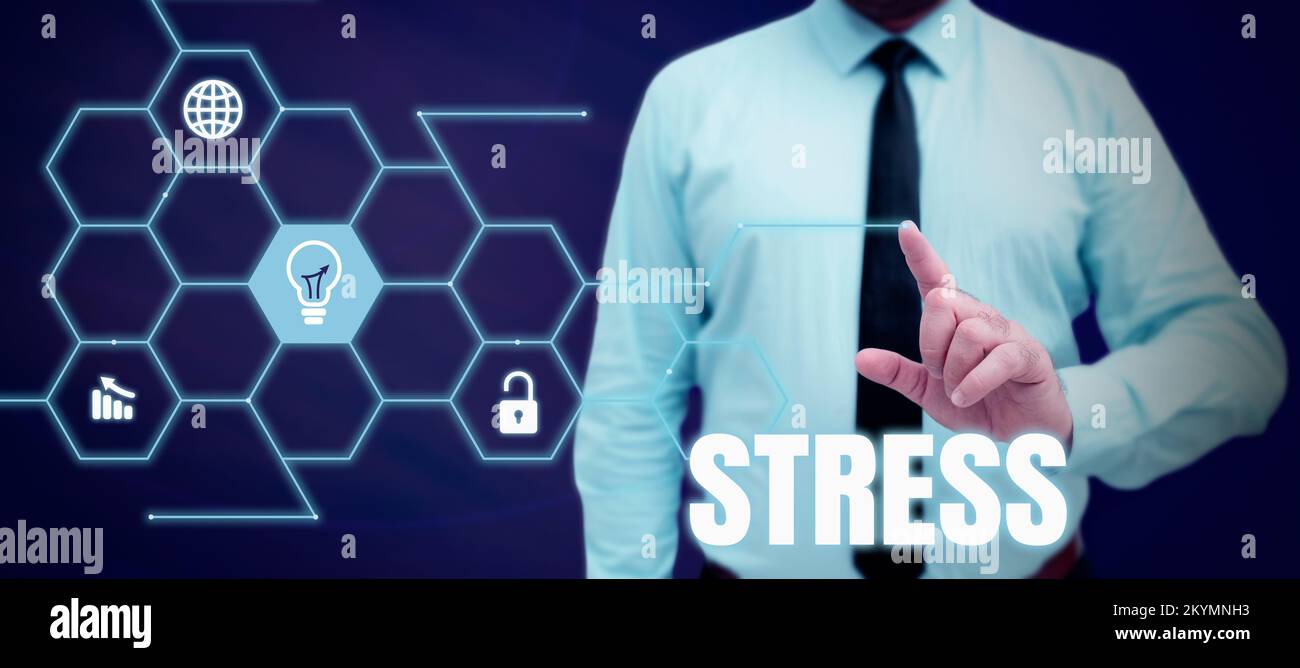 Handwriting text Stress. Word Written on a physical chemical or ...