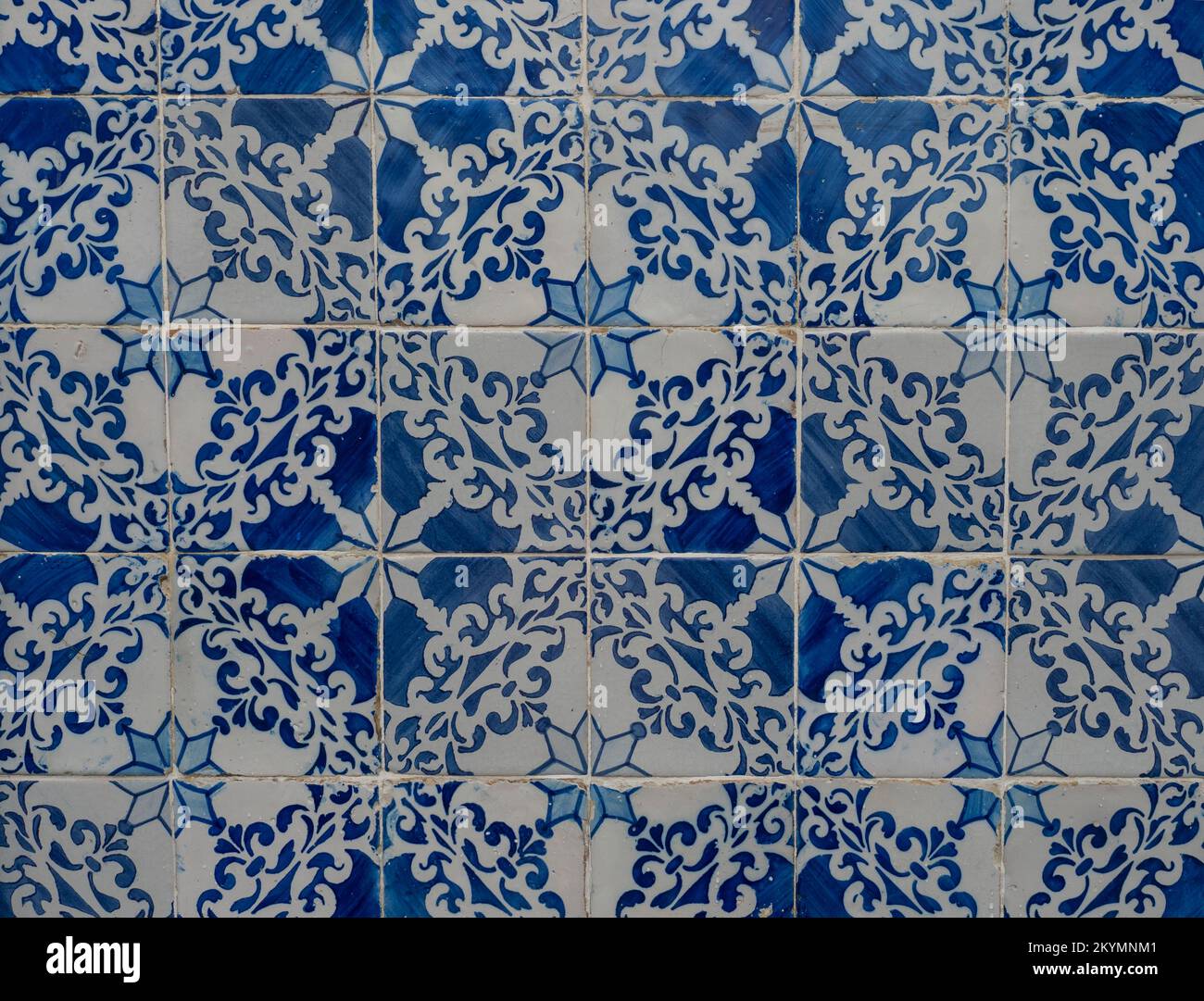 Blue ceramic tiles from facade of old houses in Lisbon Portugal ...