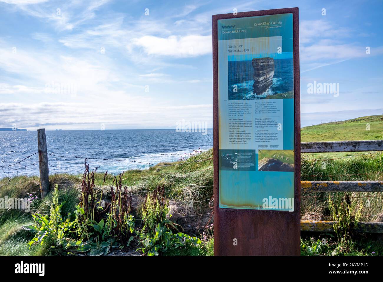 BALLYCASTLE,COUNTY MAYO, REPUBLIC OF IRELAND - JULY 15 2022 : Sign ...