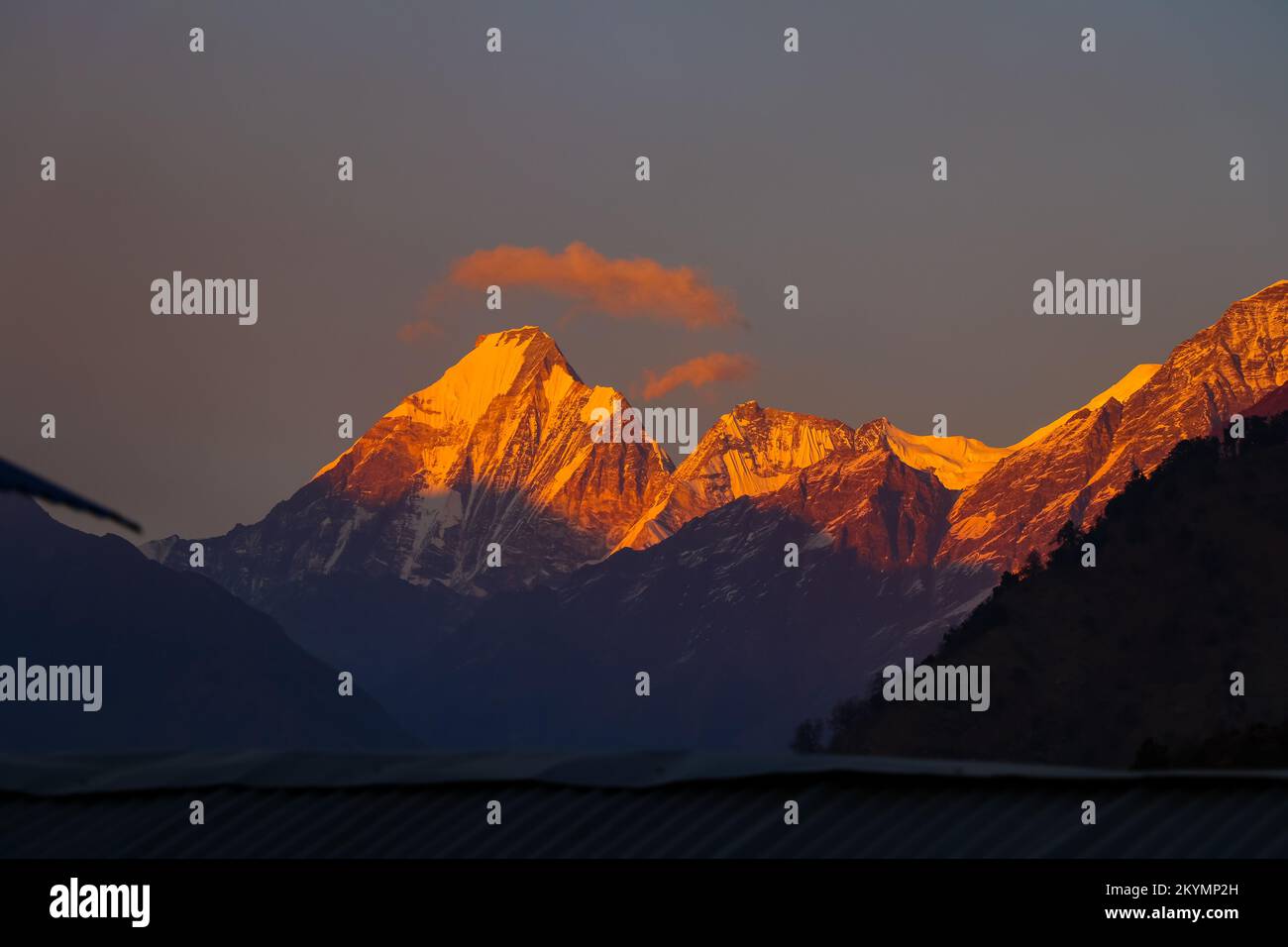 Sunrise Sunset in the mountains of Himalayas Nepal Api Base Camp Trek ...