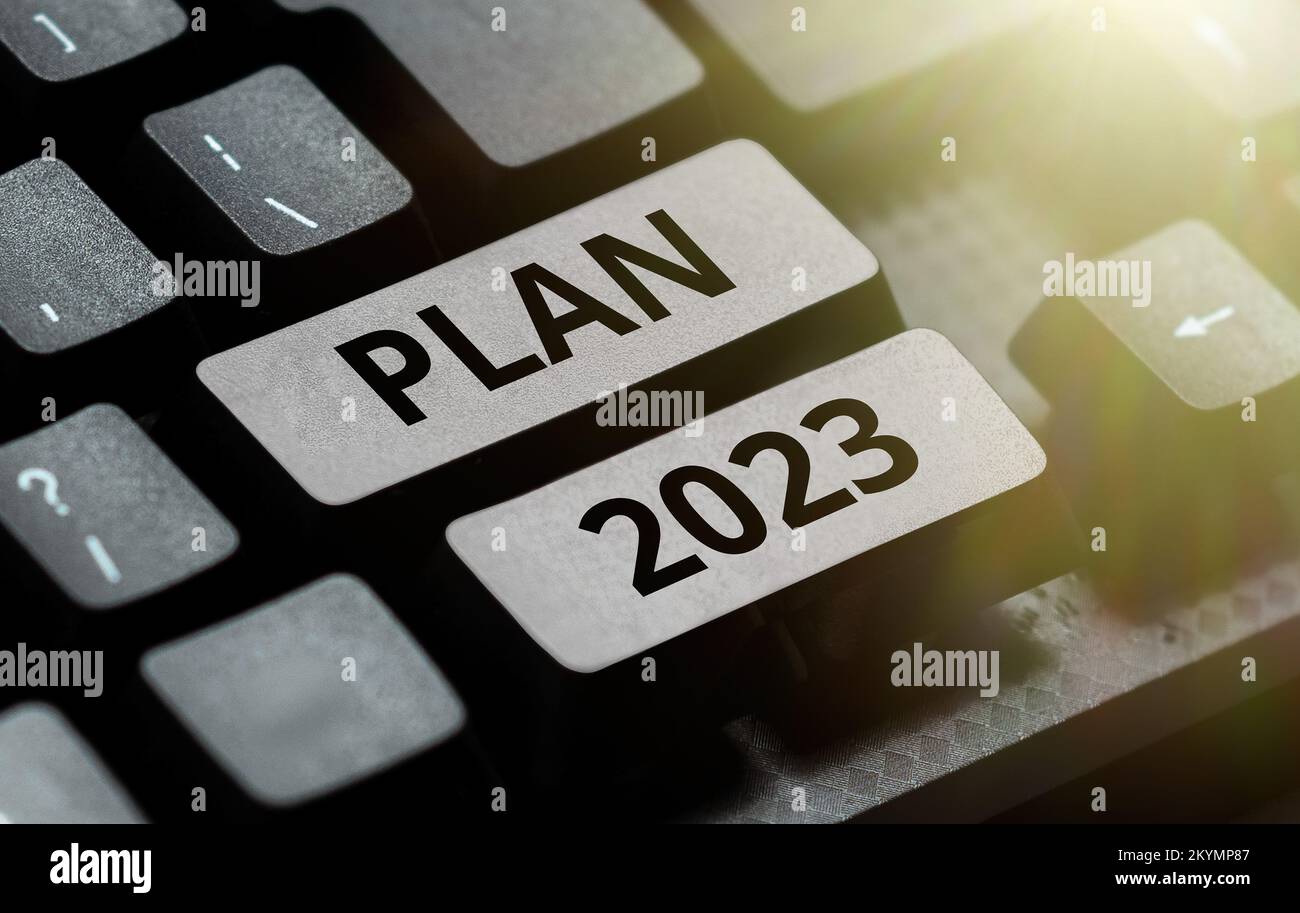 Handwriting text Plan 2023. Word Written on detailed proposal for doing ...
