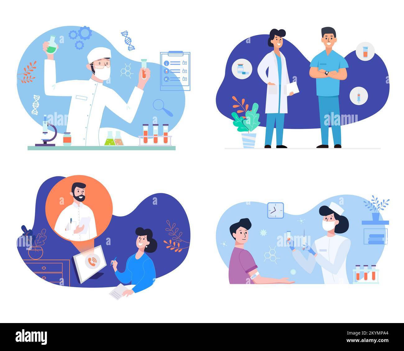 Medical services concept illustrations SET. Doctor and patients ...