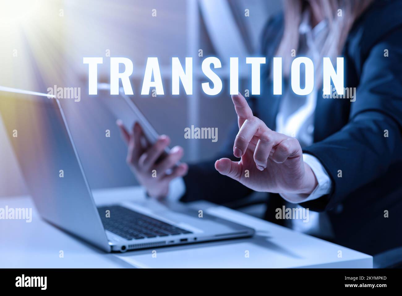 Conceptual display Transition. Word Written on a dramatic or sweeping ...