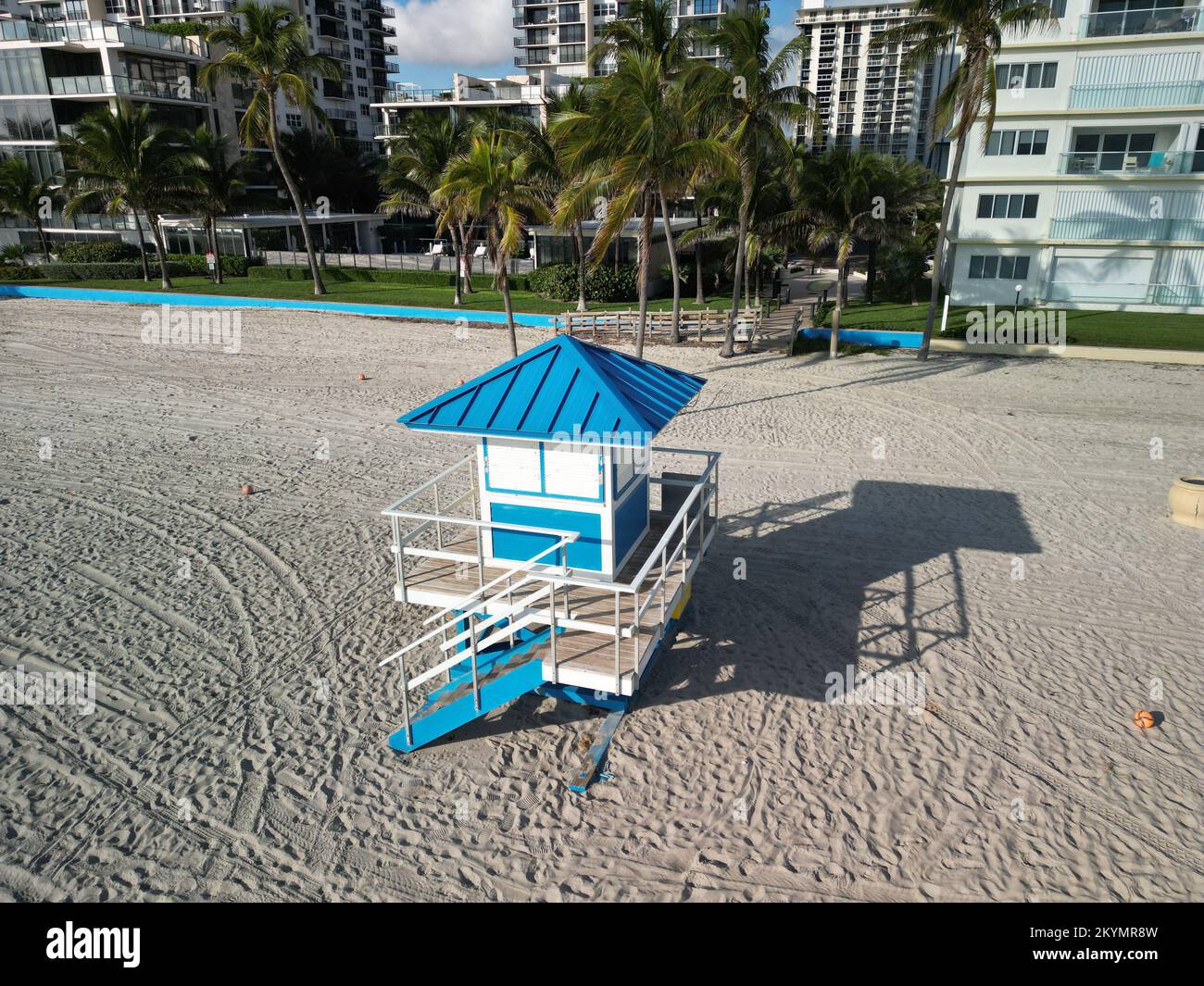 Aerial view of an Art Deco Style South Florida lifeguard tower Stock ...