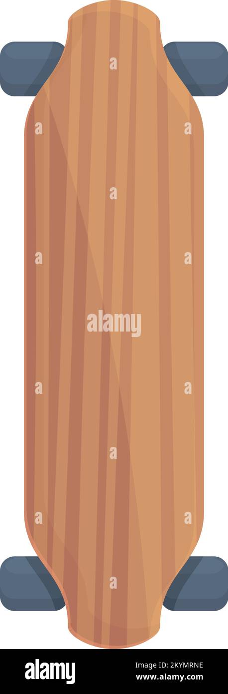 Wood longboard icon cartoon vector. Retro board. Balance view Stock ...