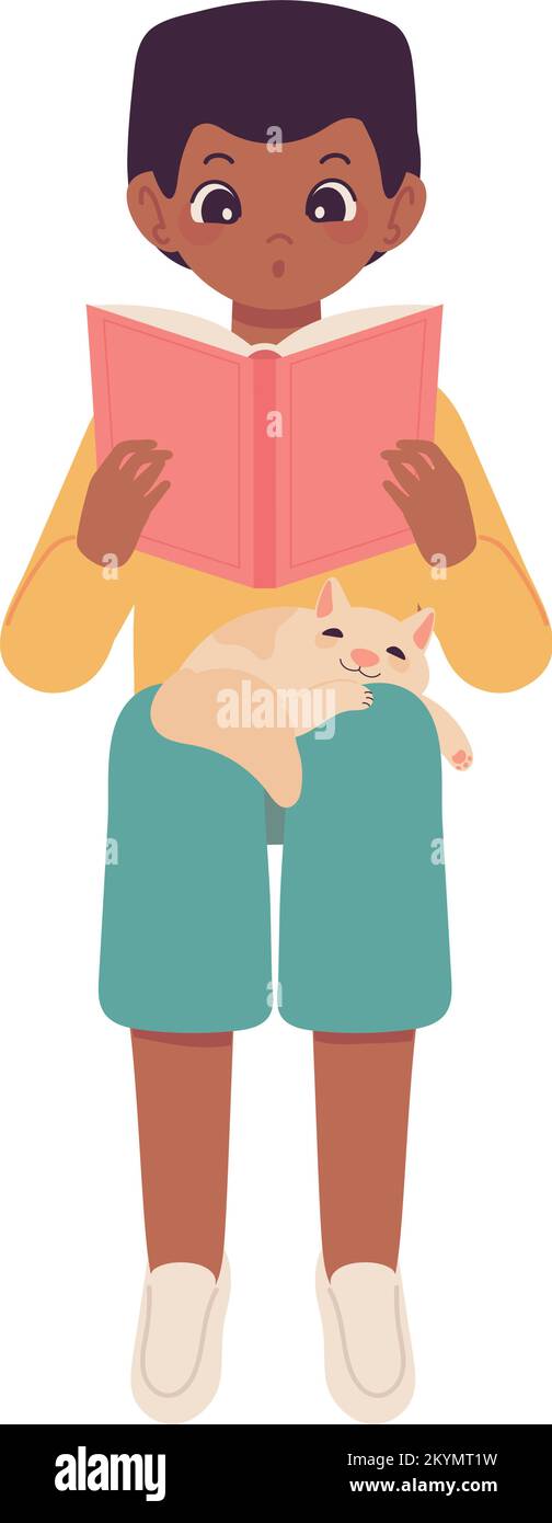 Surprised boy reading book Stock Vector Images - Alamy