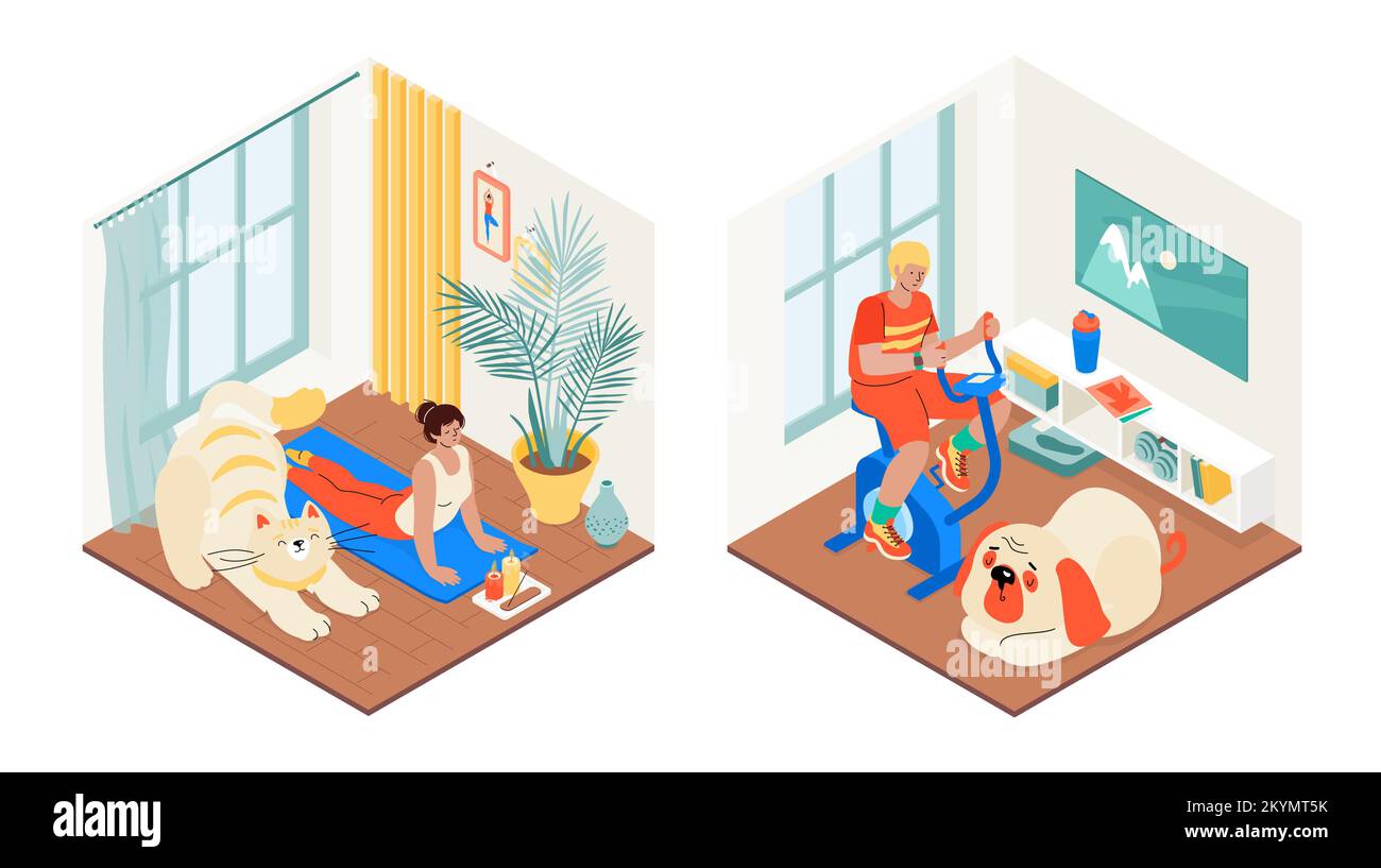 Woman isometric house hi-res stock photography and images - Alamy