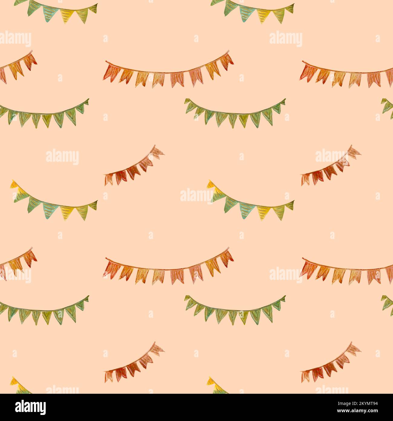 Happy birthday flags pink pattern a watercolor Stock Photo - Alamy