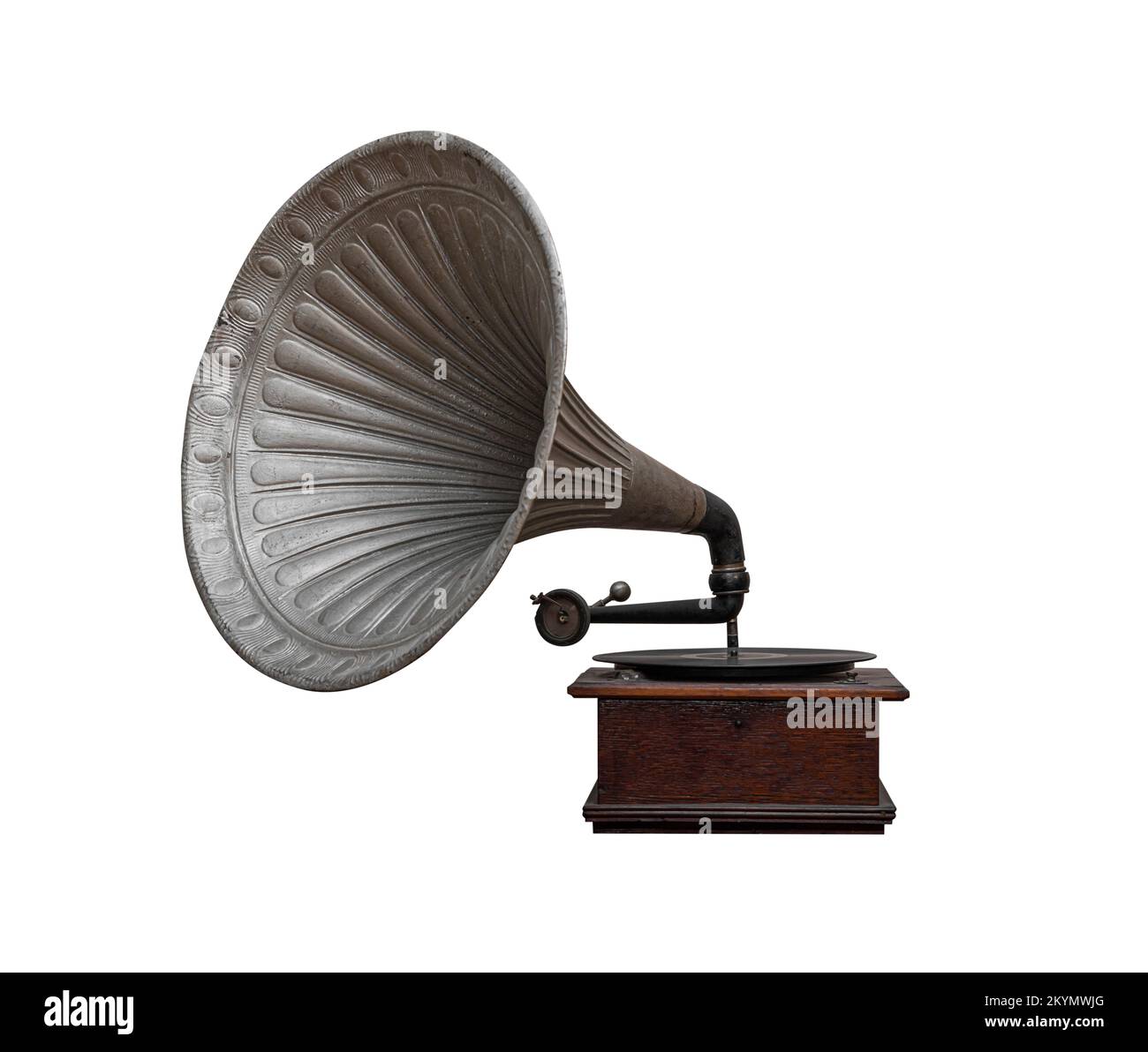 Vintage gramophone isolated on white background Stock Photo - Alamy