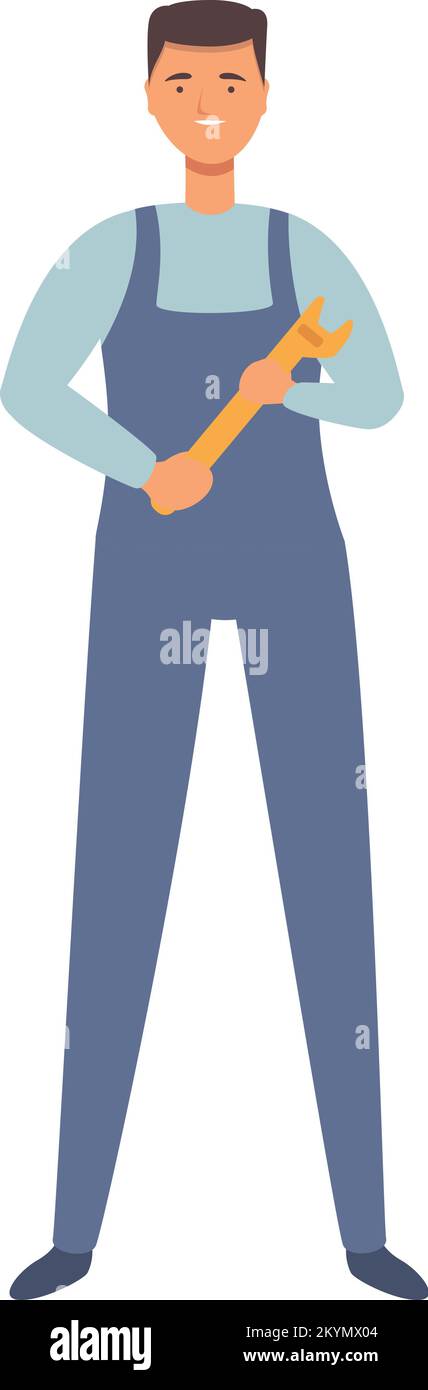 Gas man adjustable key icon cartoon vector. Engineer worker. Gasman ...