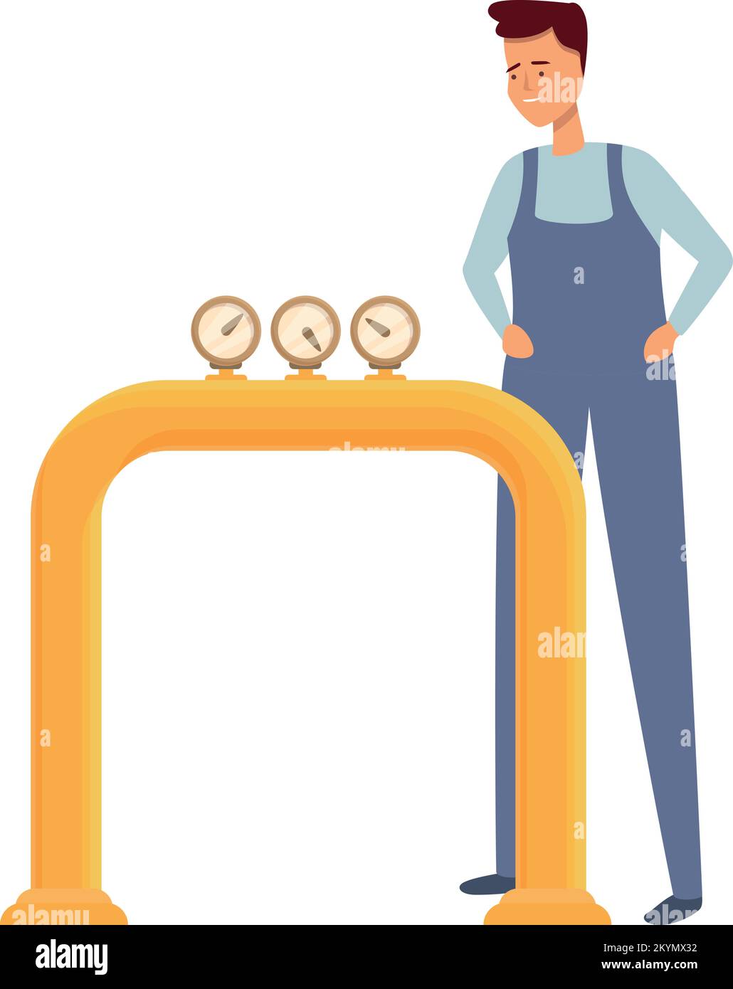 Gas worker take control icon cartoon vector. Engineer pipe. Oil factory ...