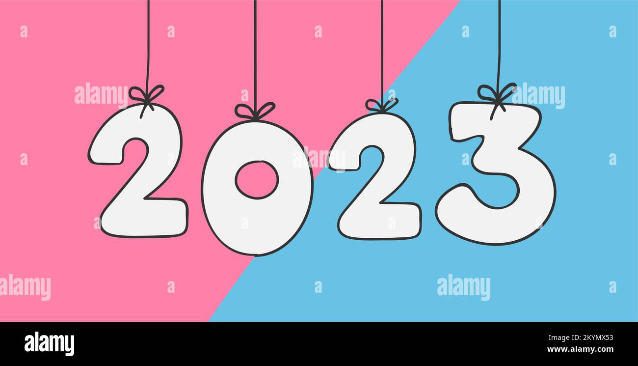 Happy New Year 2023 hanging typography on white Stock Vector Image ...
