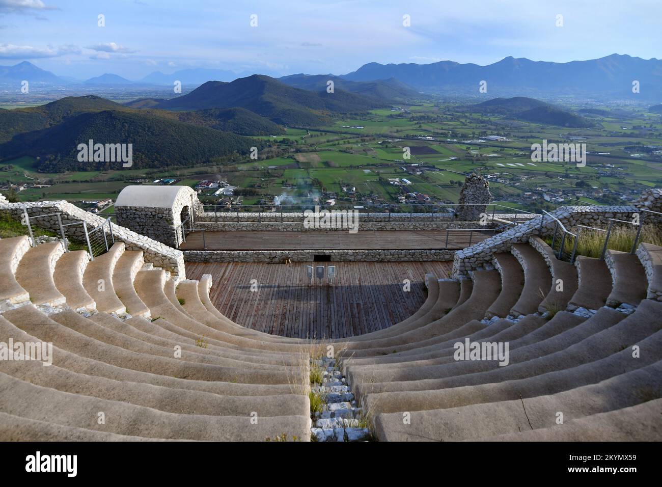 A Roman amphitheater high up on a mountain in Pietravairano, a village ...