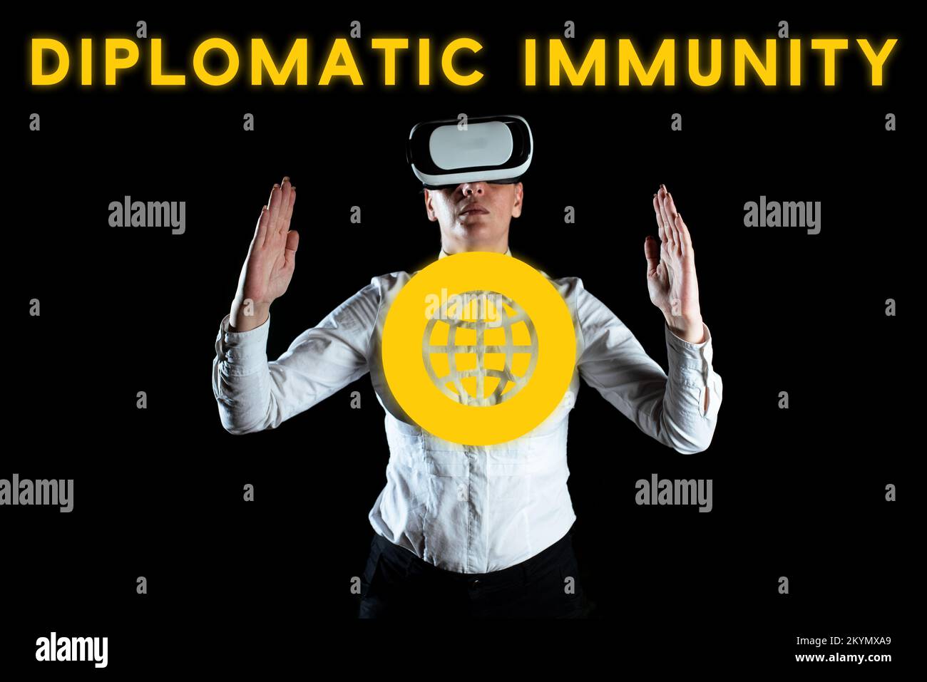 Hand writing sign Diplomatic Immunity. Concept meaning law that gives ...