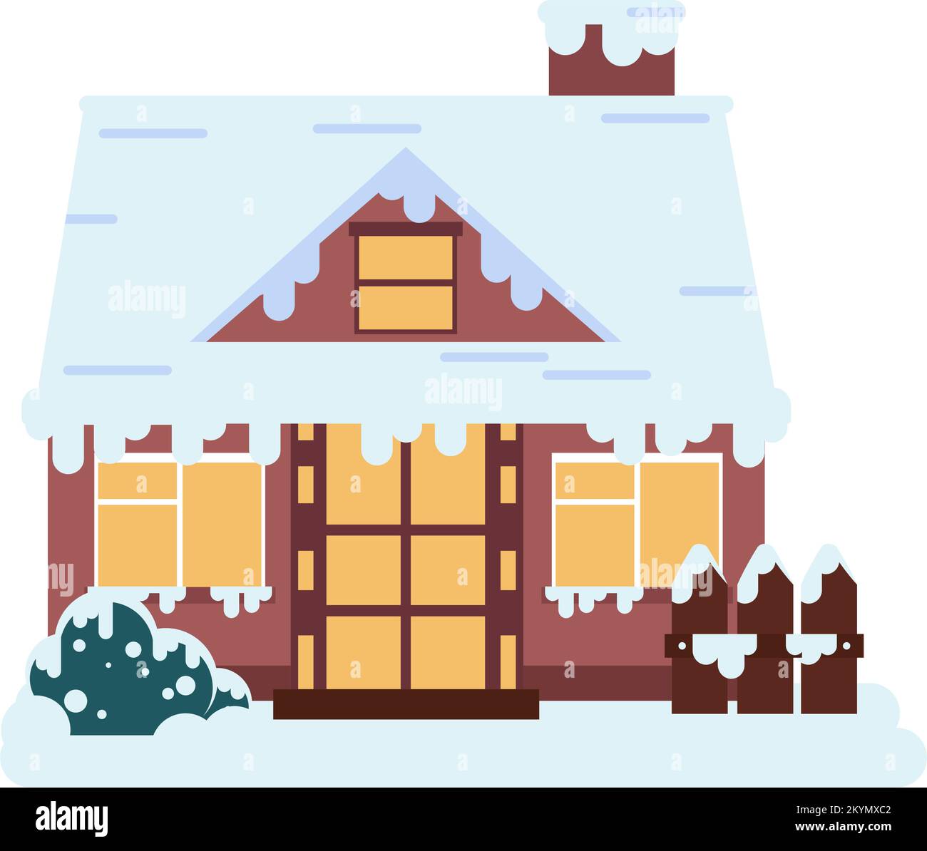 Cozy winter house exterior Stock Vector Images - Alamy