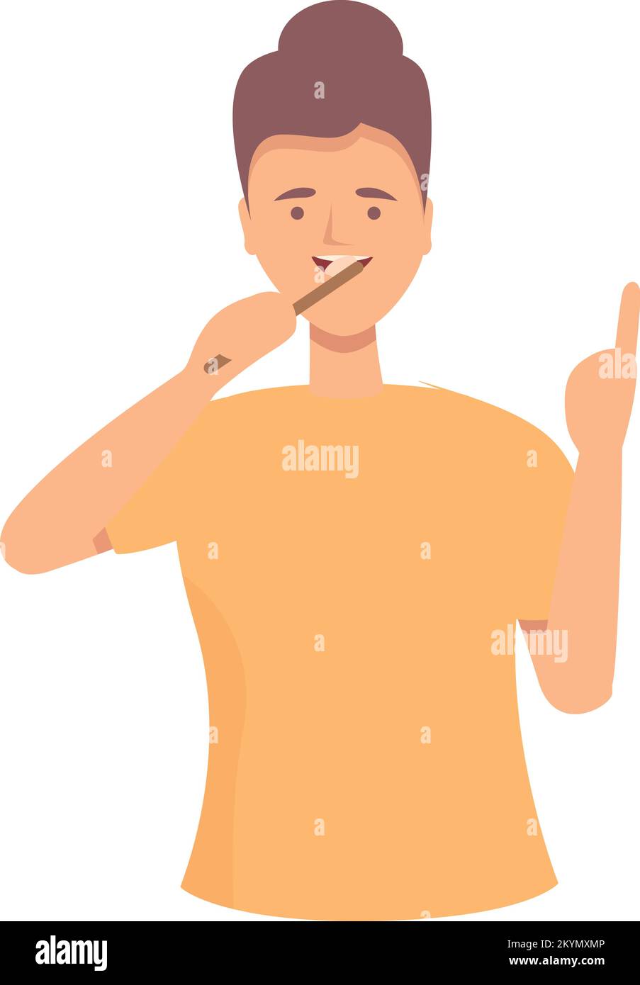 Girl brush teeth icon cartoon vector. Child clean. Mouth care Stock ...