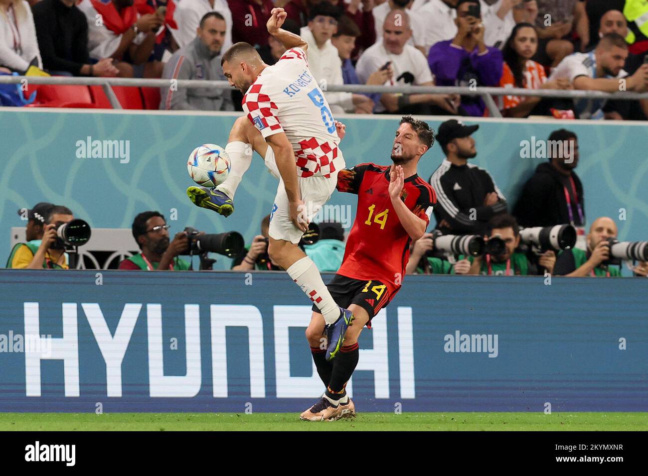 Doha, Qatar, 01/12/2022, Croatian Mateo Kovacic and Belgium's Dries ...