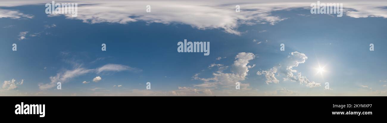 blue sky with beautiful clouds as seamless hdri 360 panorama view with ...