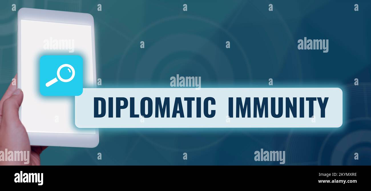 Text sign showing Diplomatic Immunity. Business showcase law that gives ...