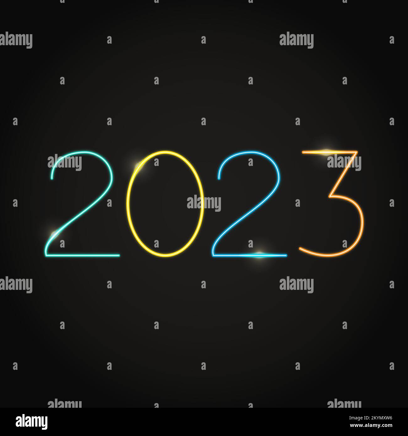 New Year 2023 neon banner with bright numbers. Vector illustration ...