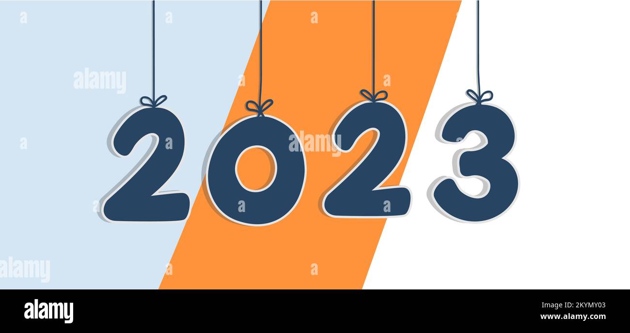 Happy New Year 2023 hanging typography on white Stock Vector Image ...