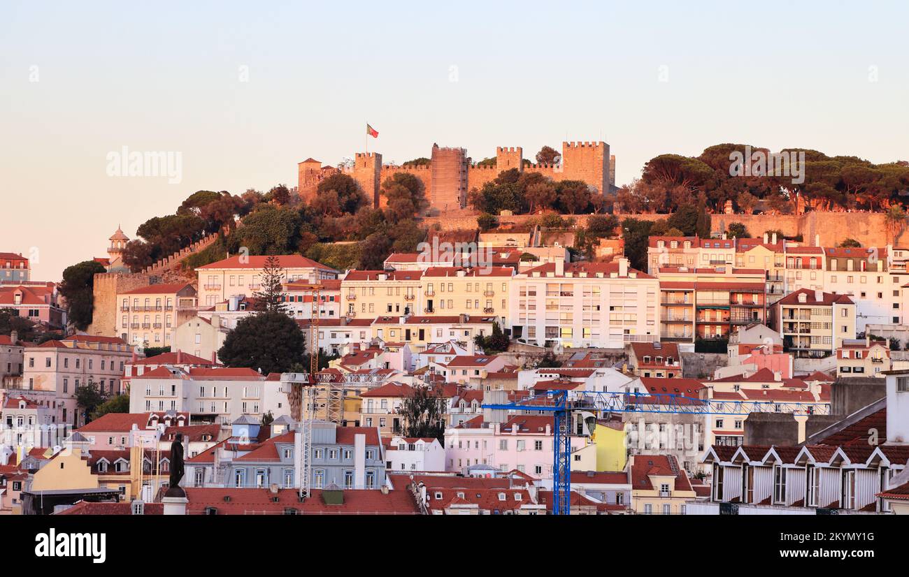 Panorama view of Lisbon, capital city of Portugal. Cityscape with ...