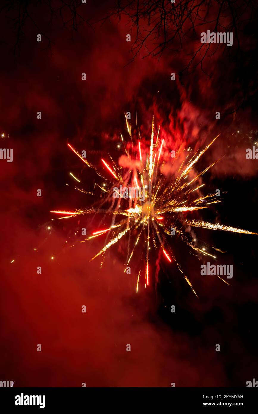 celebration with fireworks show at night Stock Photo - Alamy