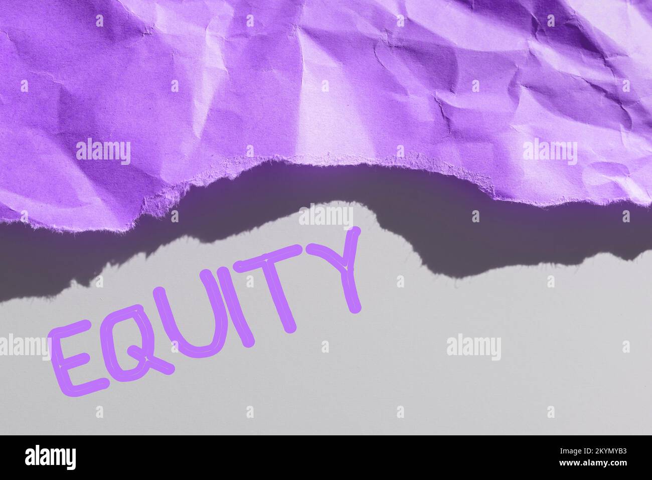 Text caption presenting Equity. Concept meaning quality of being fair ...