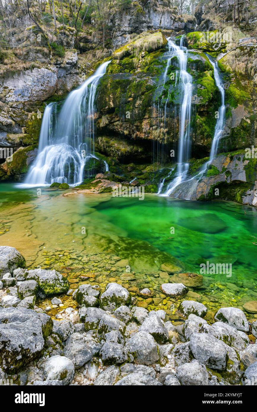 Waterfall Virje (Slap Virje), Triglavski national park, Slovenia Stock ...