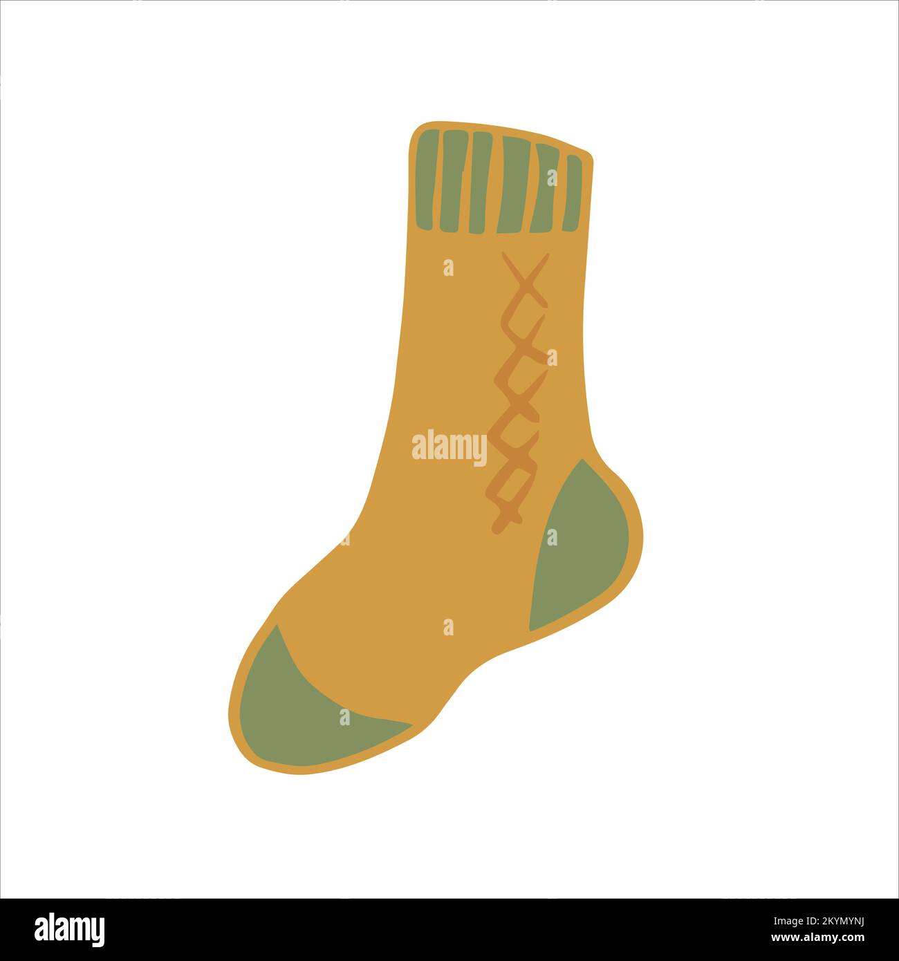 Hand-drawn cute isolated clip art illustration of cozy knitted yellow ...