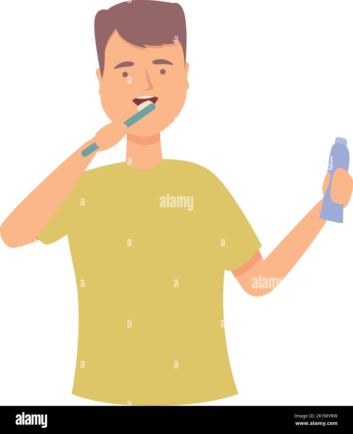 Man brush teeth icon cartoon vector. Dental child. Family people Stock ...