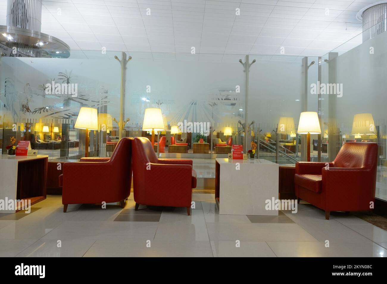 DUBAI - SEPTEMBER 08, 2015: Emirates business class lounge interior ...