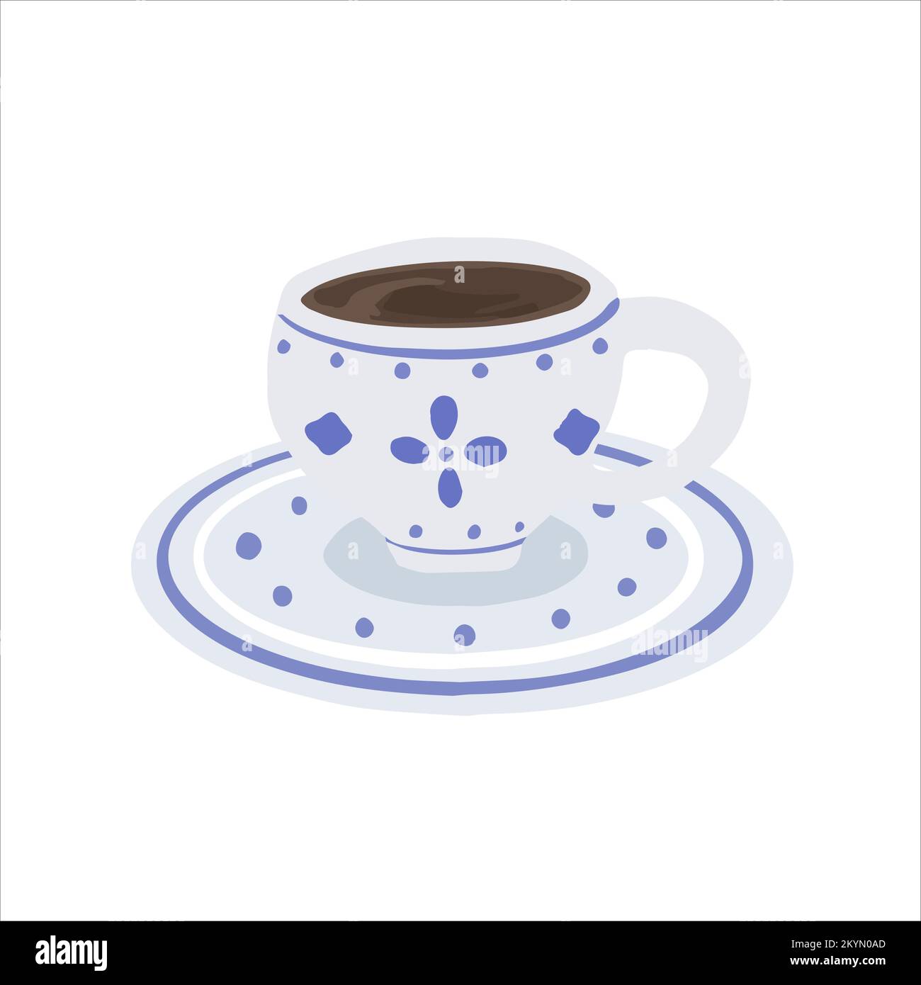 Hand-drawn cute isolated clip art illustration of cozy coffee cup Stock ...