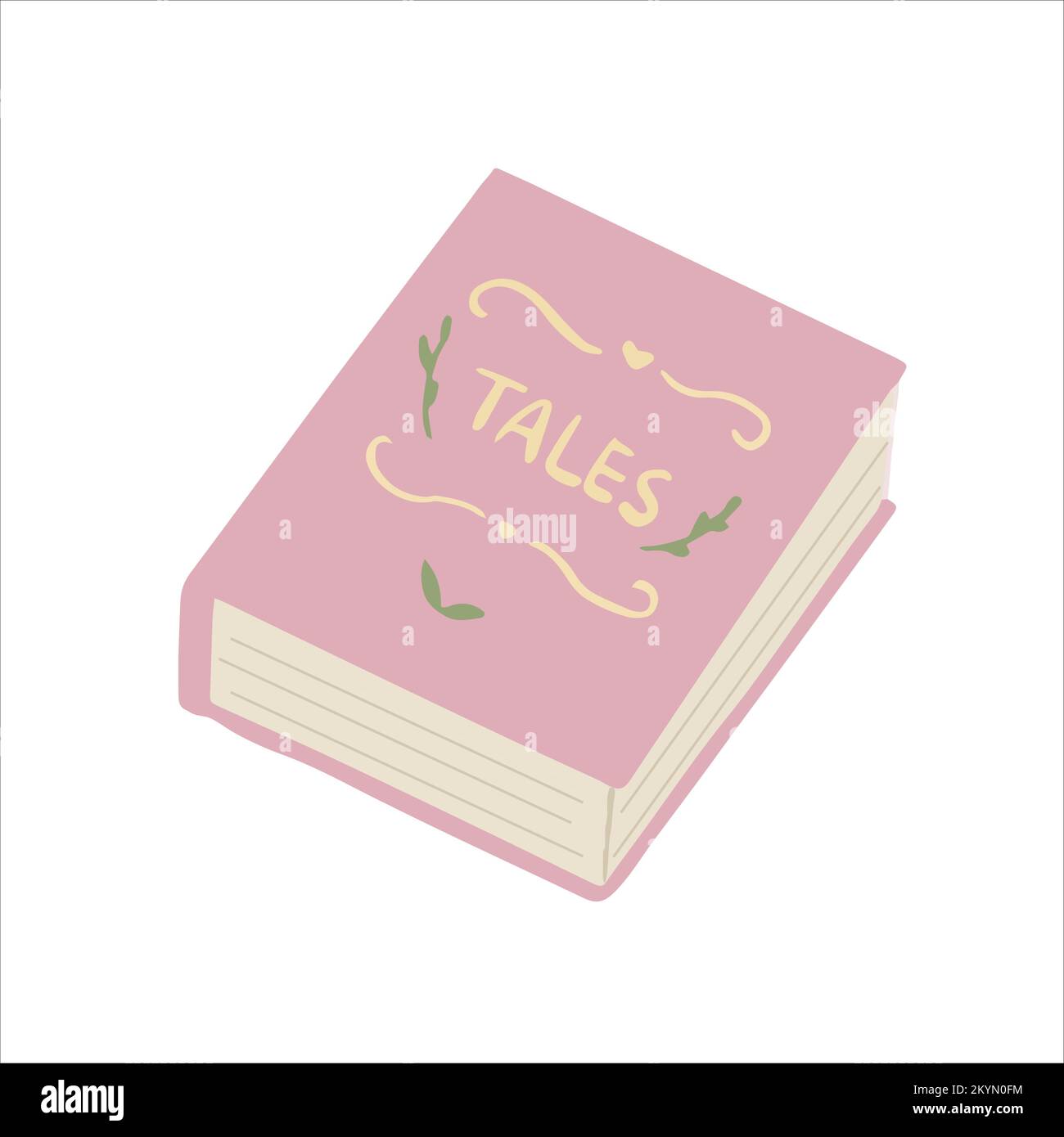 Hand-drawn cute isolated clip art illustration of thick pink tales book ...